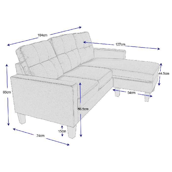 Sofá “L” Chaise reversible color gris claro P2136-0003 Kennedy ...