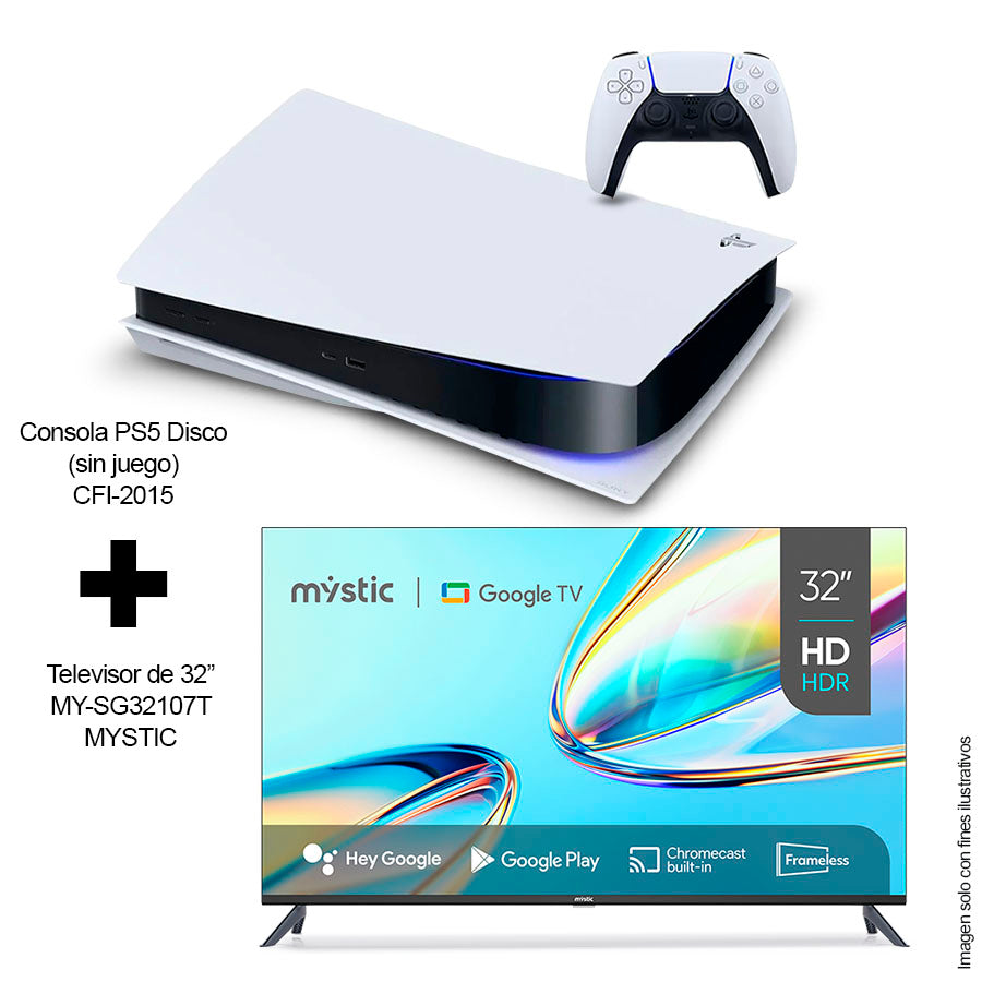 COMBO Consola disco 825GB sin juego Sony + TV de 32" MY-SG32107T Mysti — Rodelag Panamá